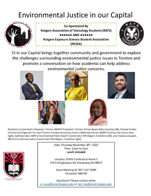Environmental Justice in our Capital – November 30, 2023 – 12:00 PM – EOHSI Conference Room C ...